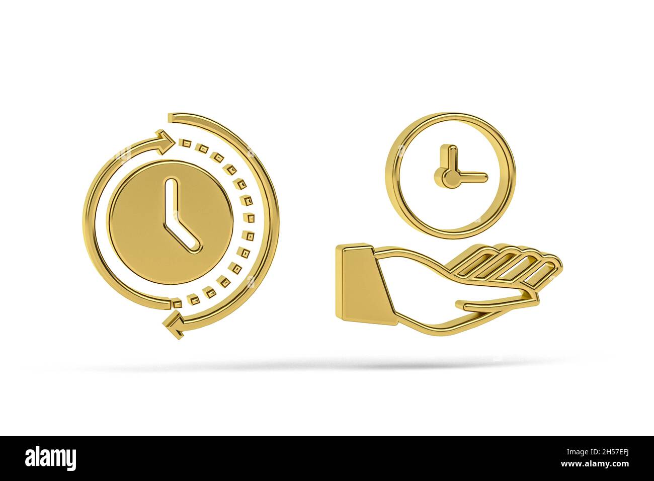Golden 3d time icon isolated on white background - 3D render Stock ...