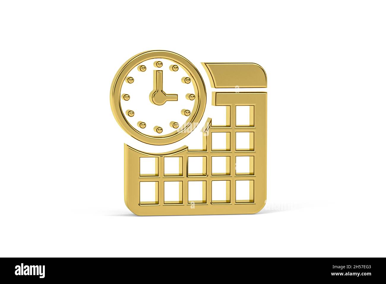 Golden 3d time icon isolated on white background - 3D render Stock ...