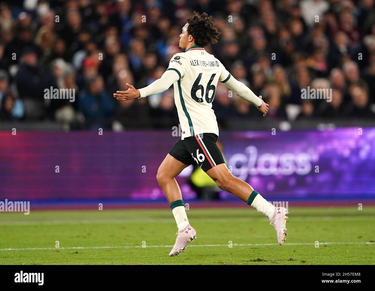 Liverpools trent alexander arnold celebrates scoring hi-res stock ...