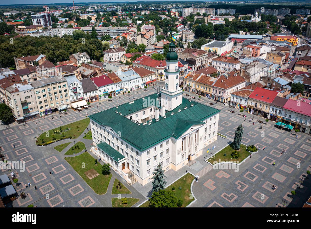Drohobych, Ukraine - July 2021: Aerial view on Town Hall in Drohobych ...