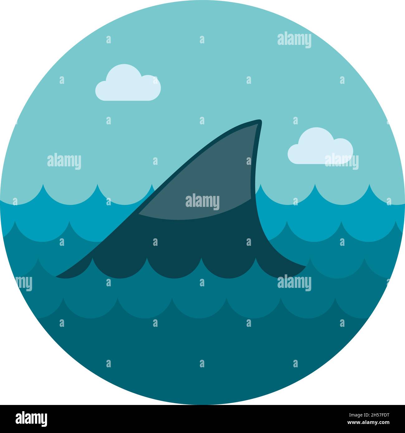 Shark fin flat icon, vector illustration eps 10 Stock Vector Image ...