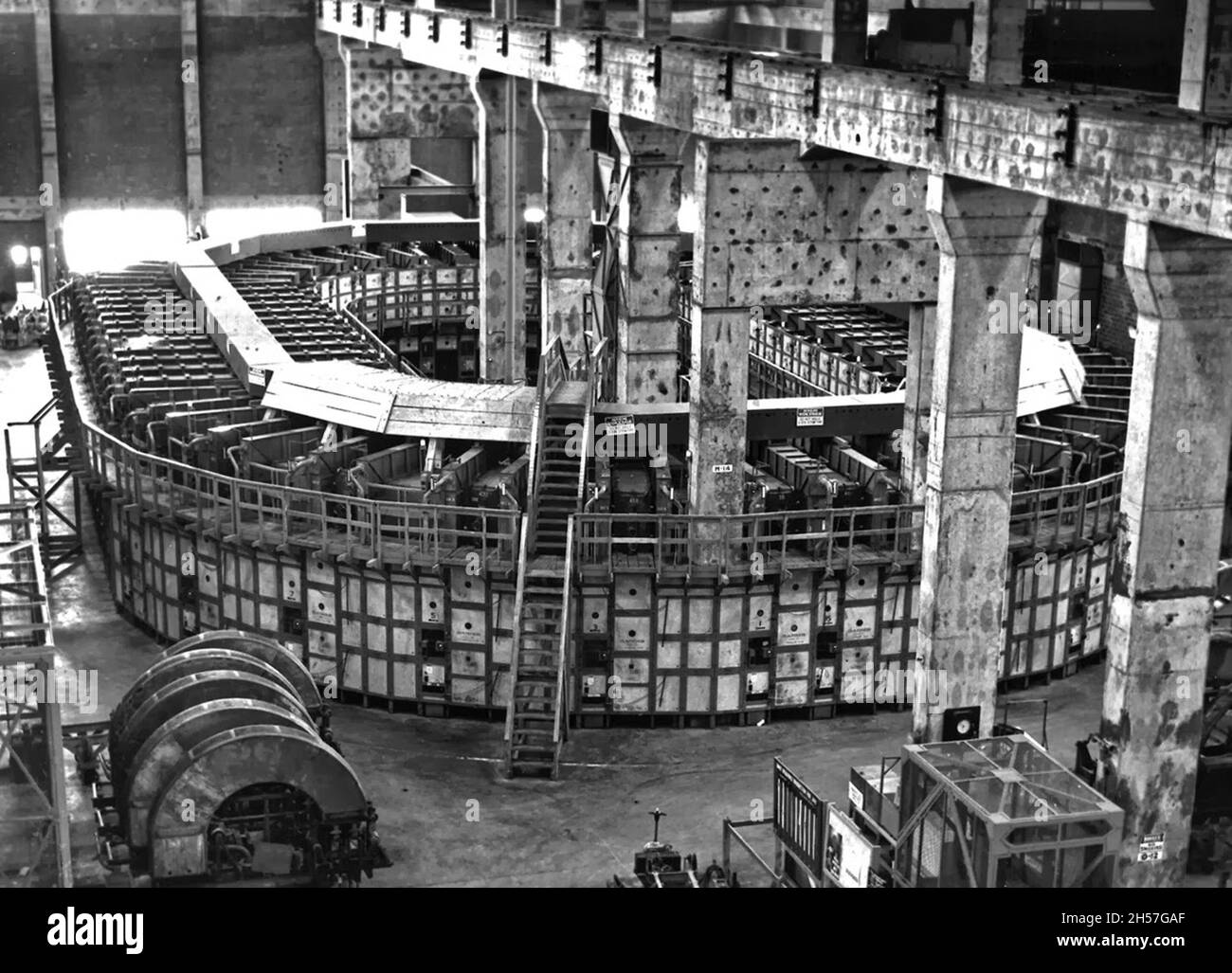 Separation units for Uranium-235 enrichment in the Y12 Calutron, which ...