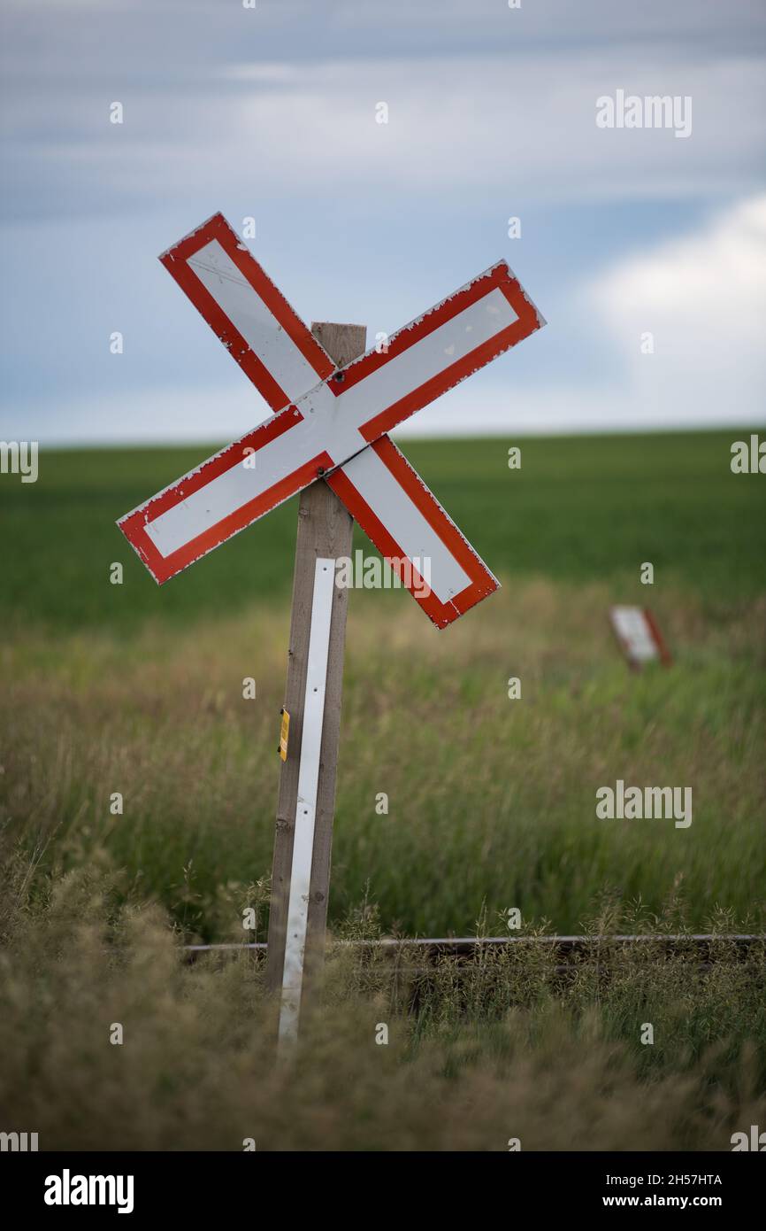 Unsignaled railway crossing Stock Photo - Alamy
