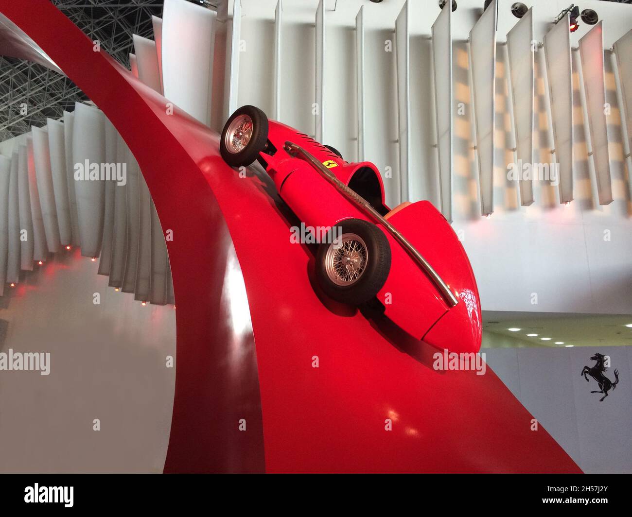View of an old racing Ferrari. On display at Ferrari World. Yas Island ...