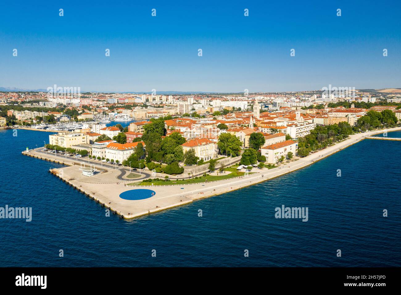 Aerial shot of Zadar old town, famous tourist attraction in Croatia ...