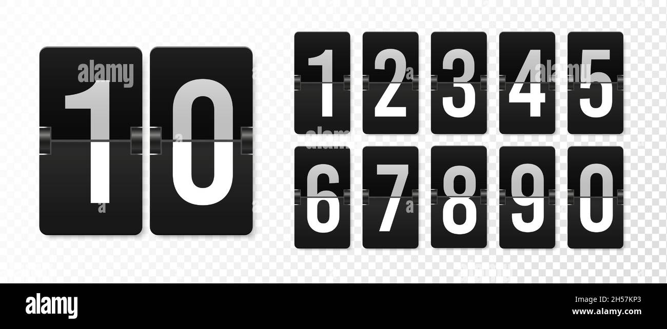 Countdown scoreboard numbers. Score vector realistic timetable ...