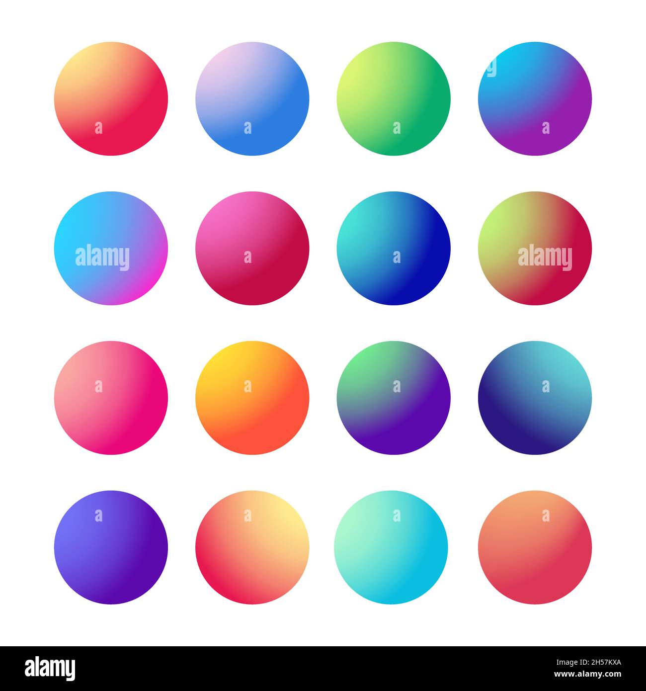 Circle color gradients. Rounded vibrant sphere buttons. Vector ...