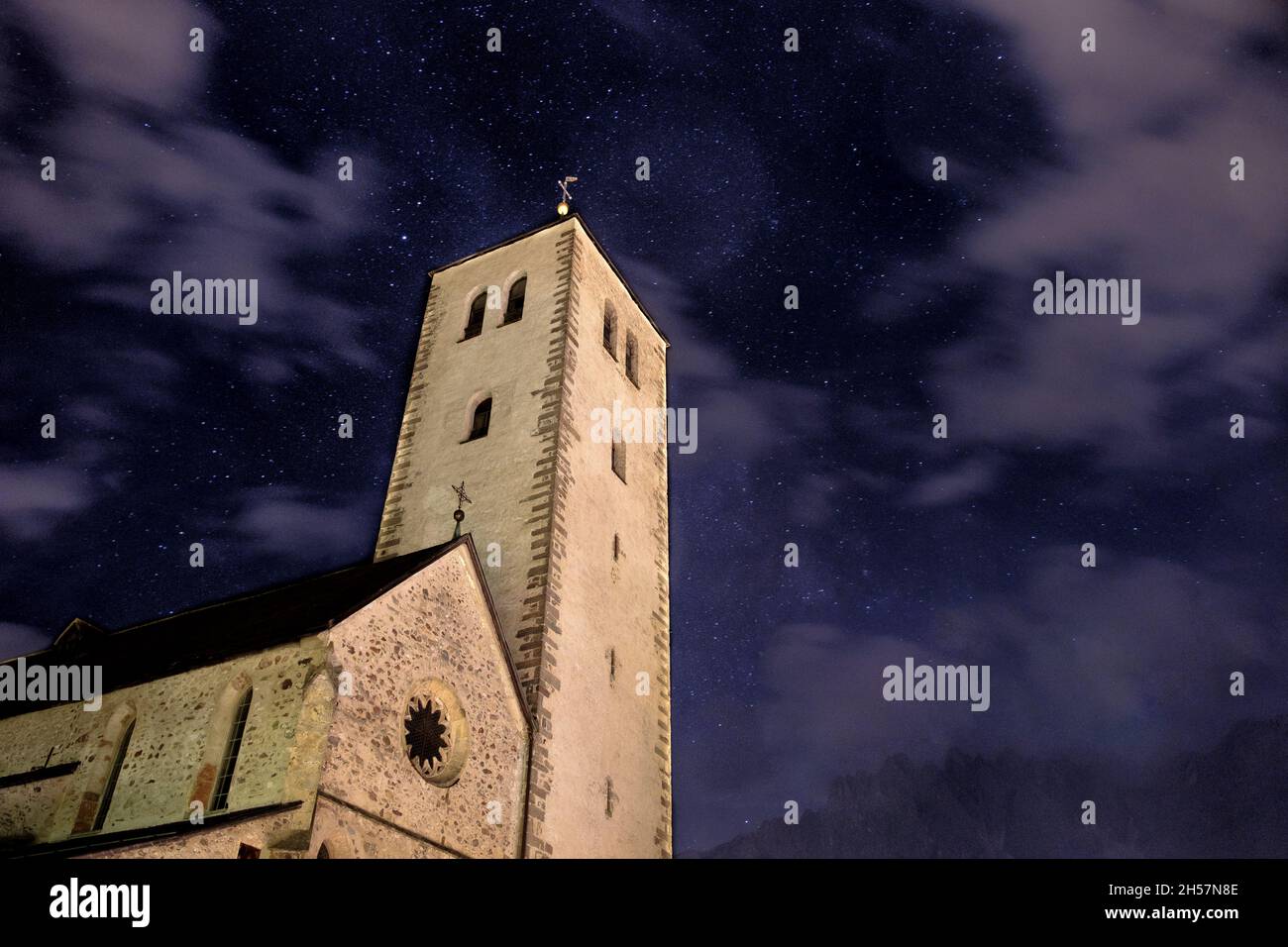 Night view of Collegiata di San Candido, Stiftskirche Innichen, San ...