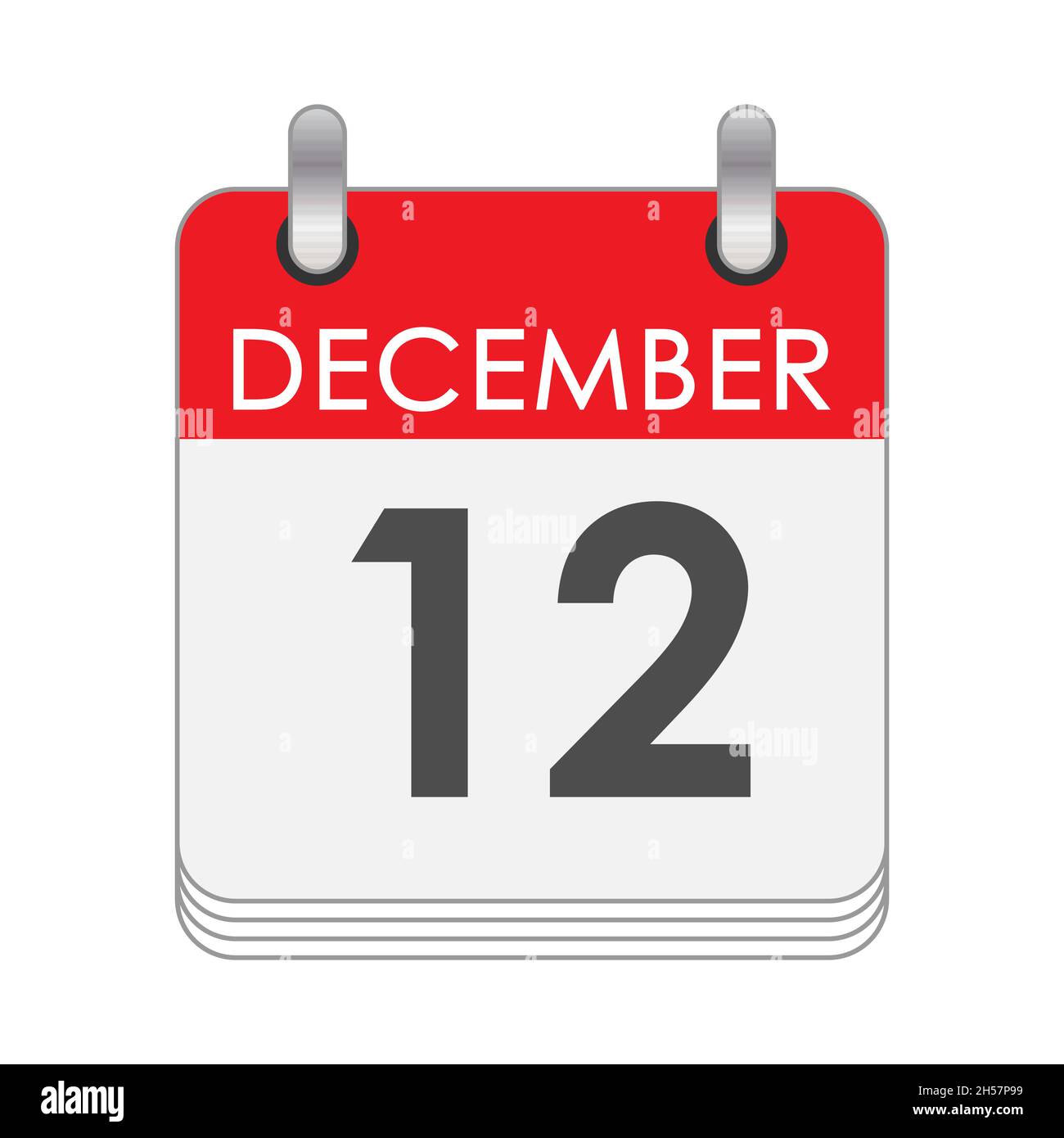 December 12. A leaf of the flip calendar with the date of December 12 ...