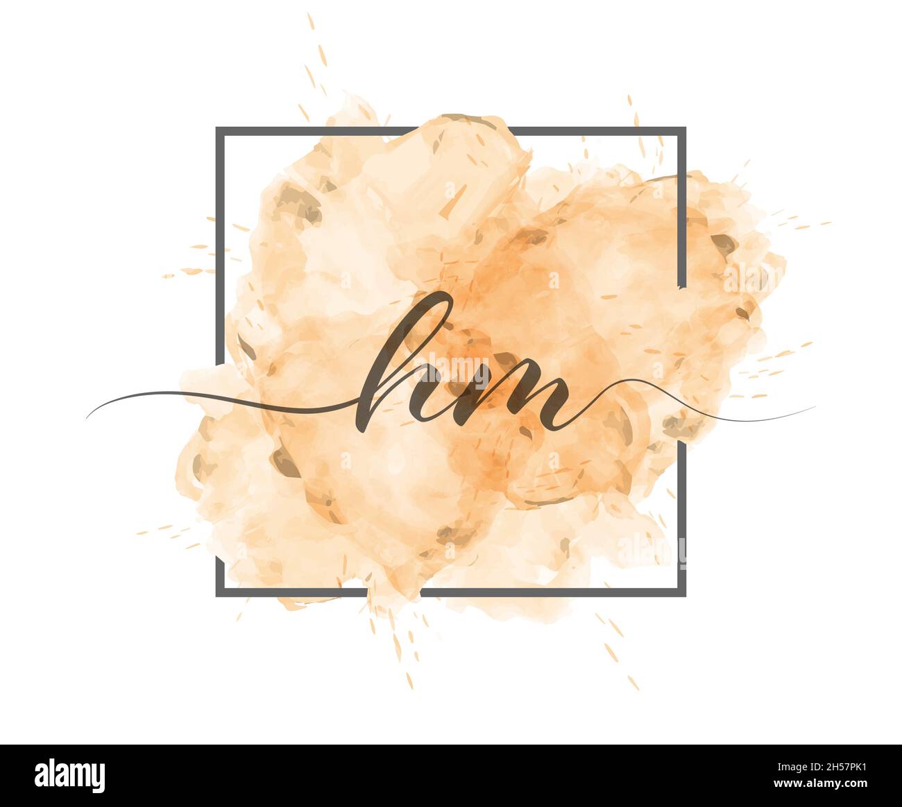 calligraphic lowercase letters H and M are written in a solid line on a ...