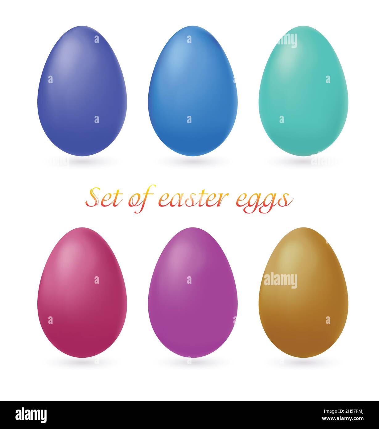 Set of multi-colored Easter eggs isolated on white background. Photo ...