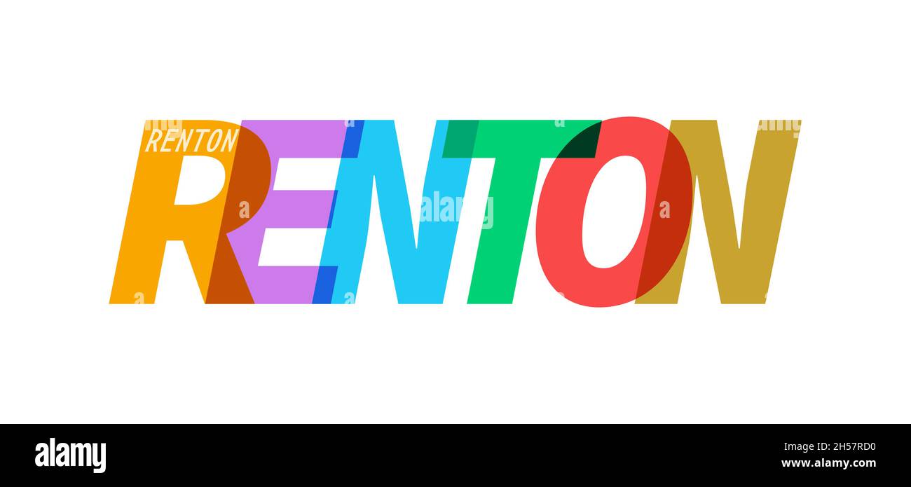 RENTON. The name of the city on a white background. Vector design ...