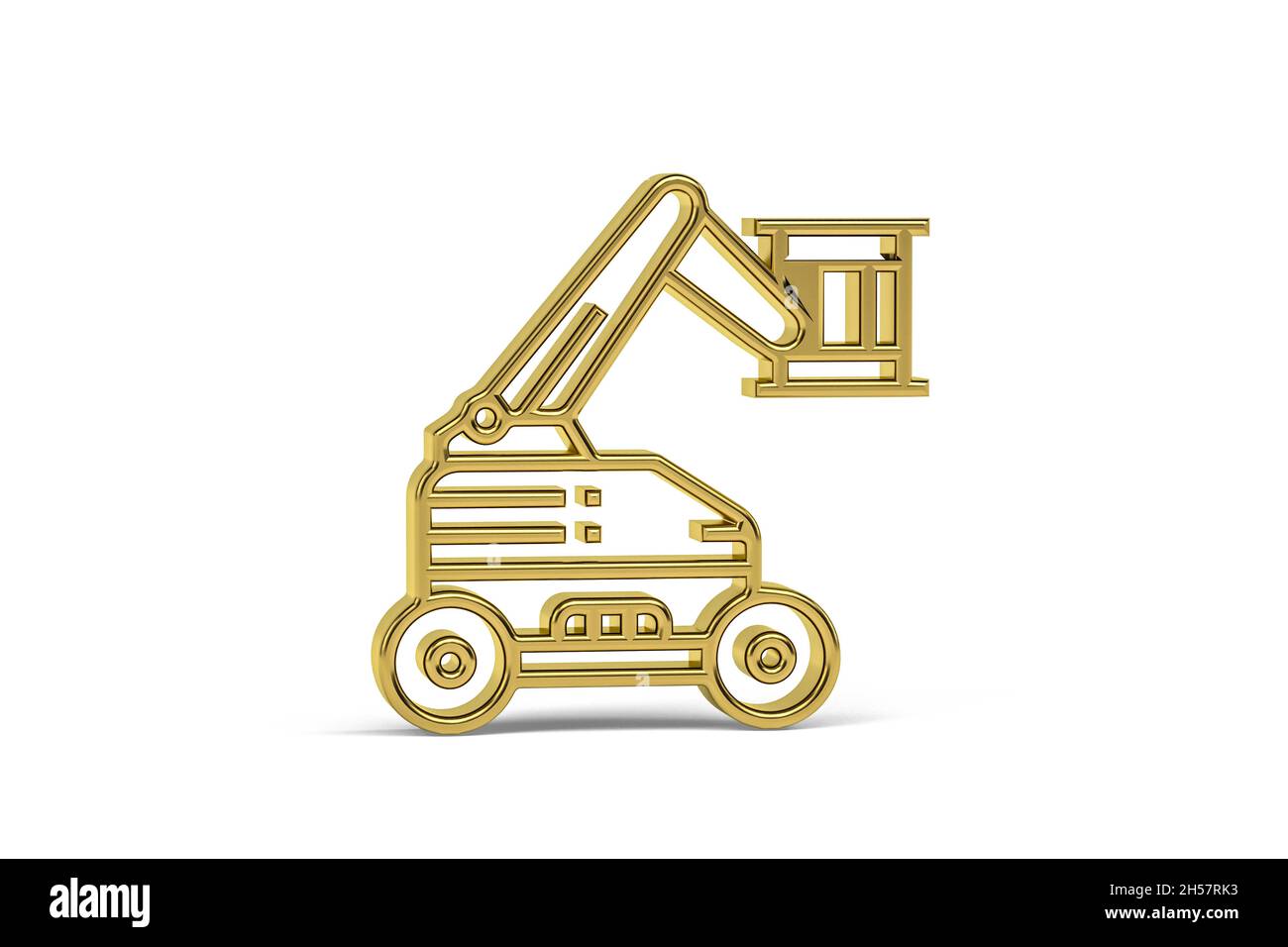 Golden 3d boom lift icon isolated on white background - 3D render Stock ...