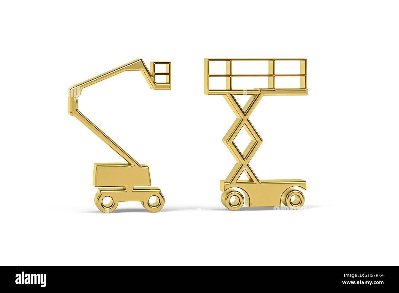 Golden 3d boom lift icon isolated on white background - 3D render Stock ...