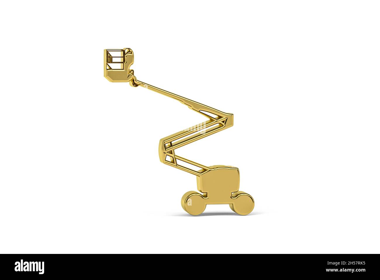 Golden 3d boom lift icon isolated on white background - 3D render Stock ...