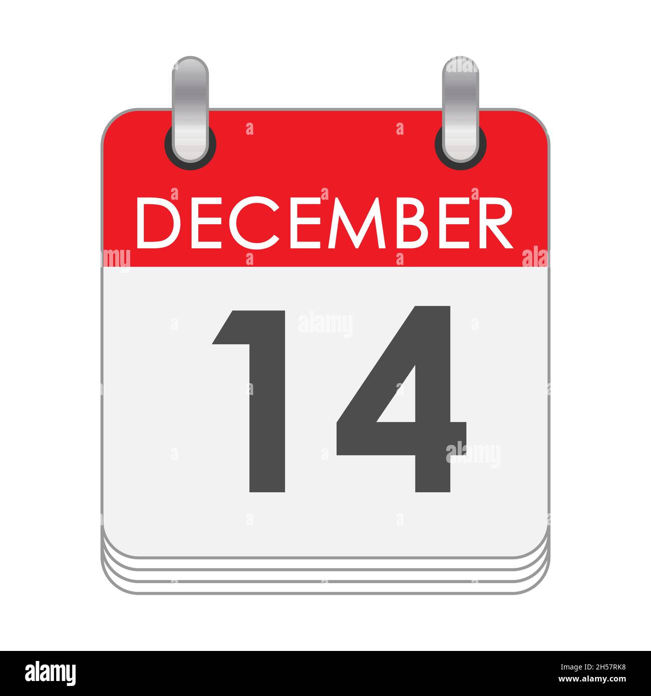 December 14. A leaf of the flip calendar with the date of December 14 ...