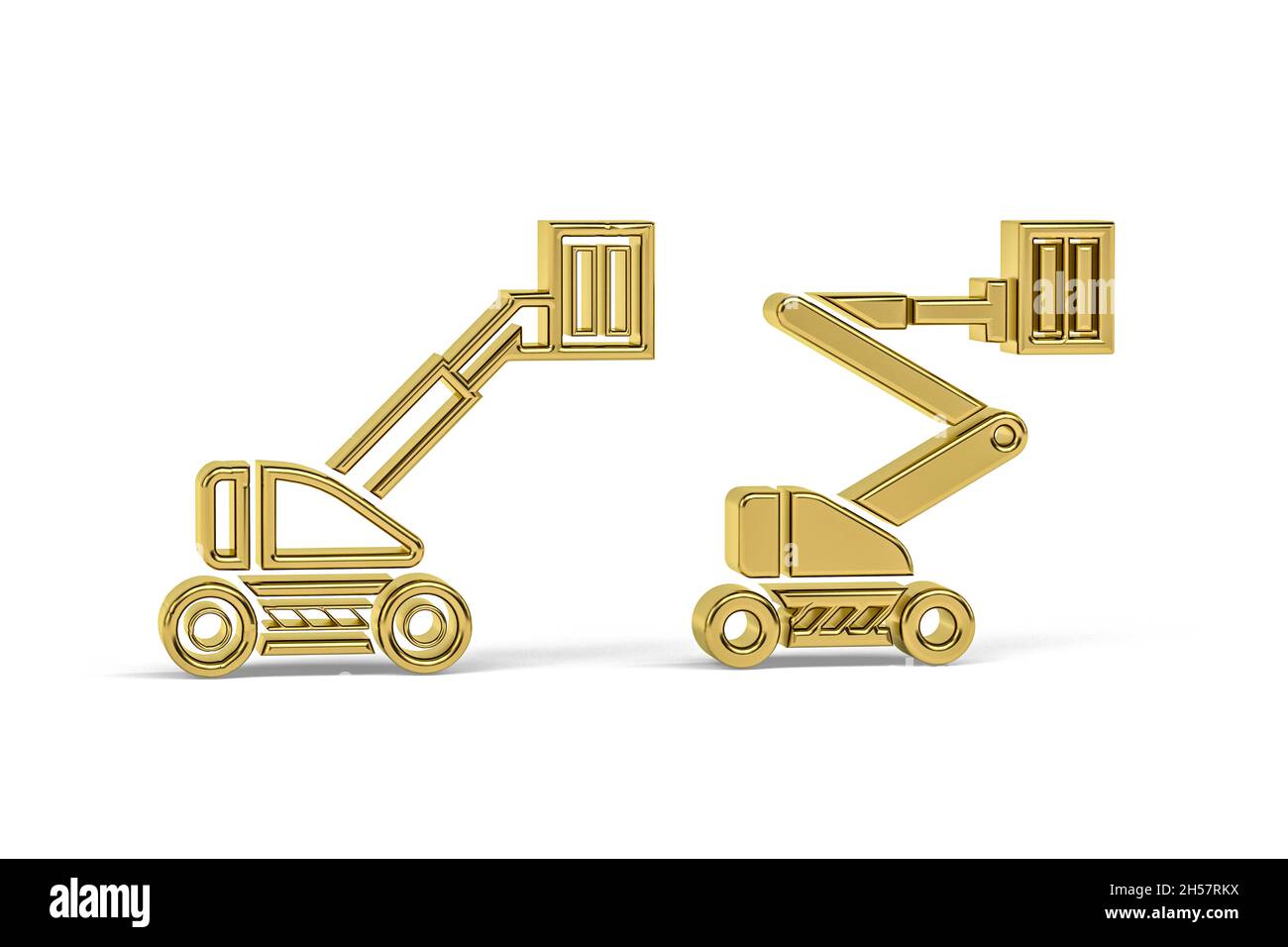 Golden 3d boom lift icon isolated on white background - 3D render Stock ...