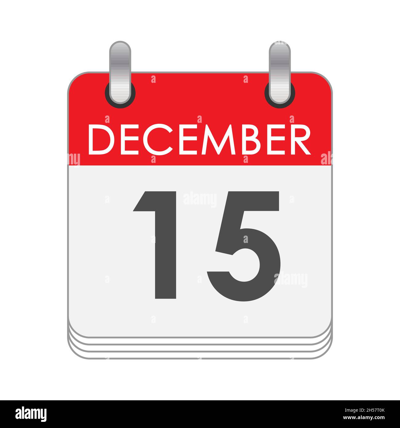 December 15. A leaf of the flip calendar with the date of December 15 ...