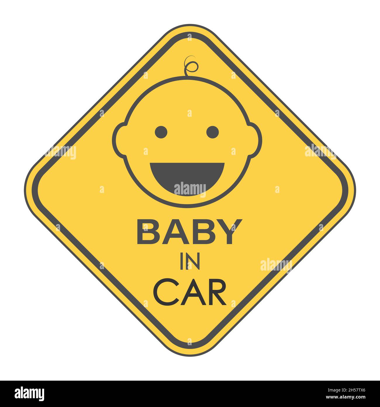 BABY IN CAR. A square sign with a child's face and inscription. Vector ...