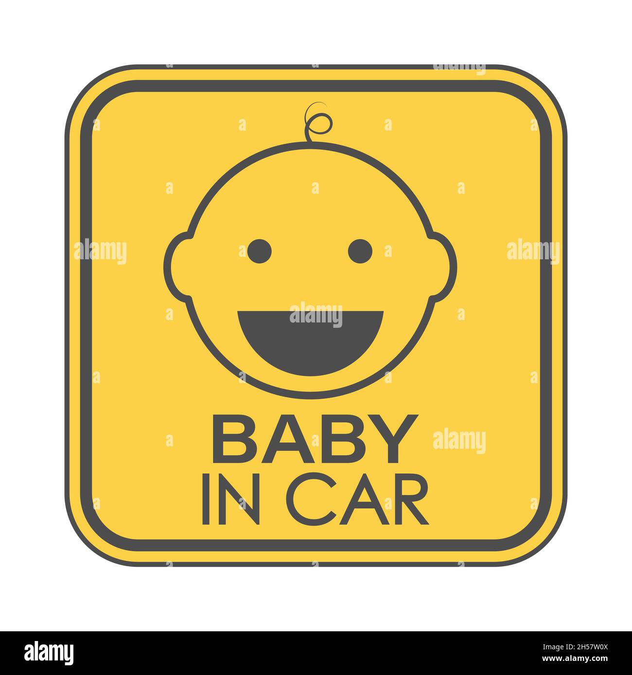 BABY IN CAR. A square sign with a child's face and inscription. Vector ...