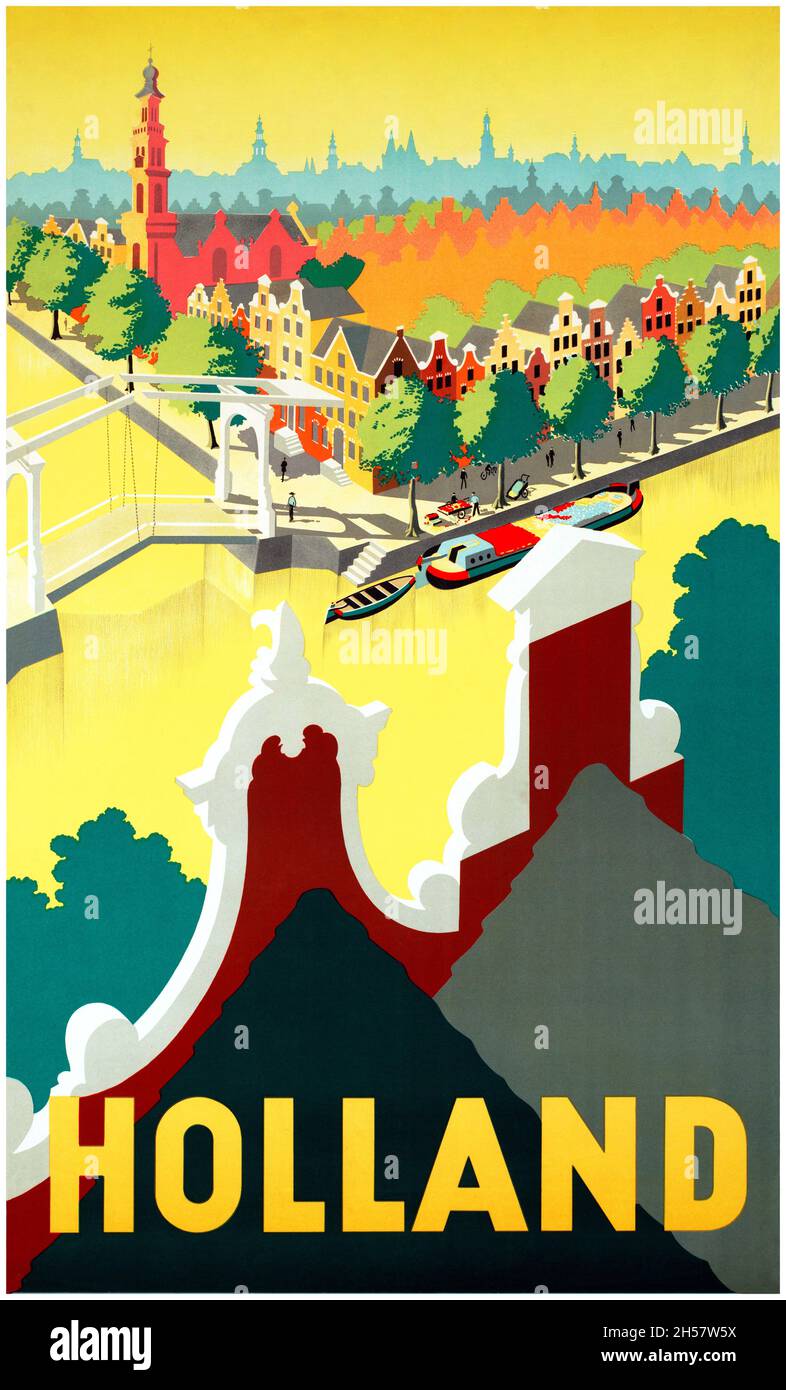 Holland by Paul Casper Erkelens (1912-?). Restored vintage poster ...