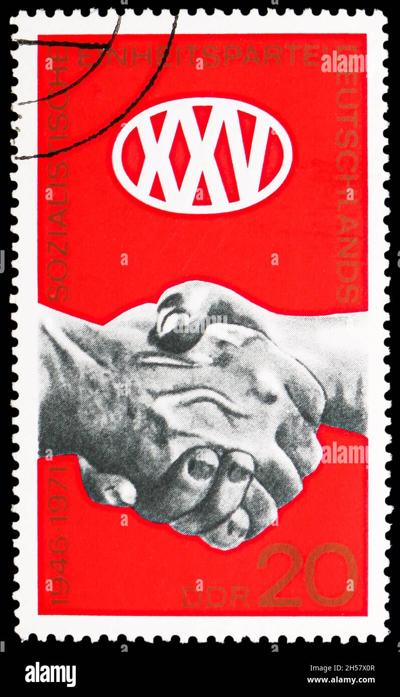 MOSCOW, RUSSIA - OCTOBER 24, 2021: Postage stamp printed in Germany ...