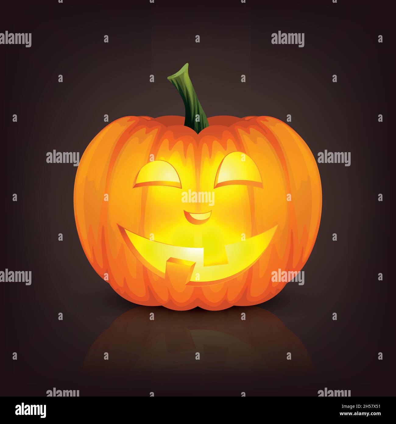 Vector Glowing Glossy Cartoon Halloween Pumkin Lantern with Funny Face ...
