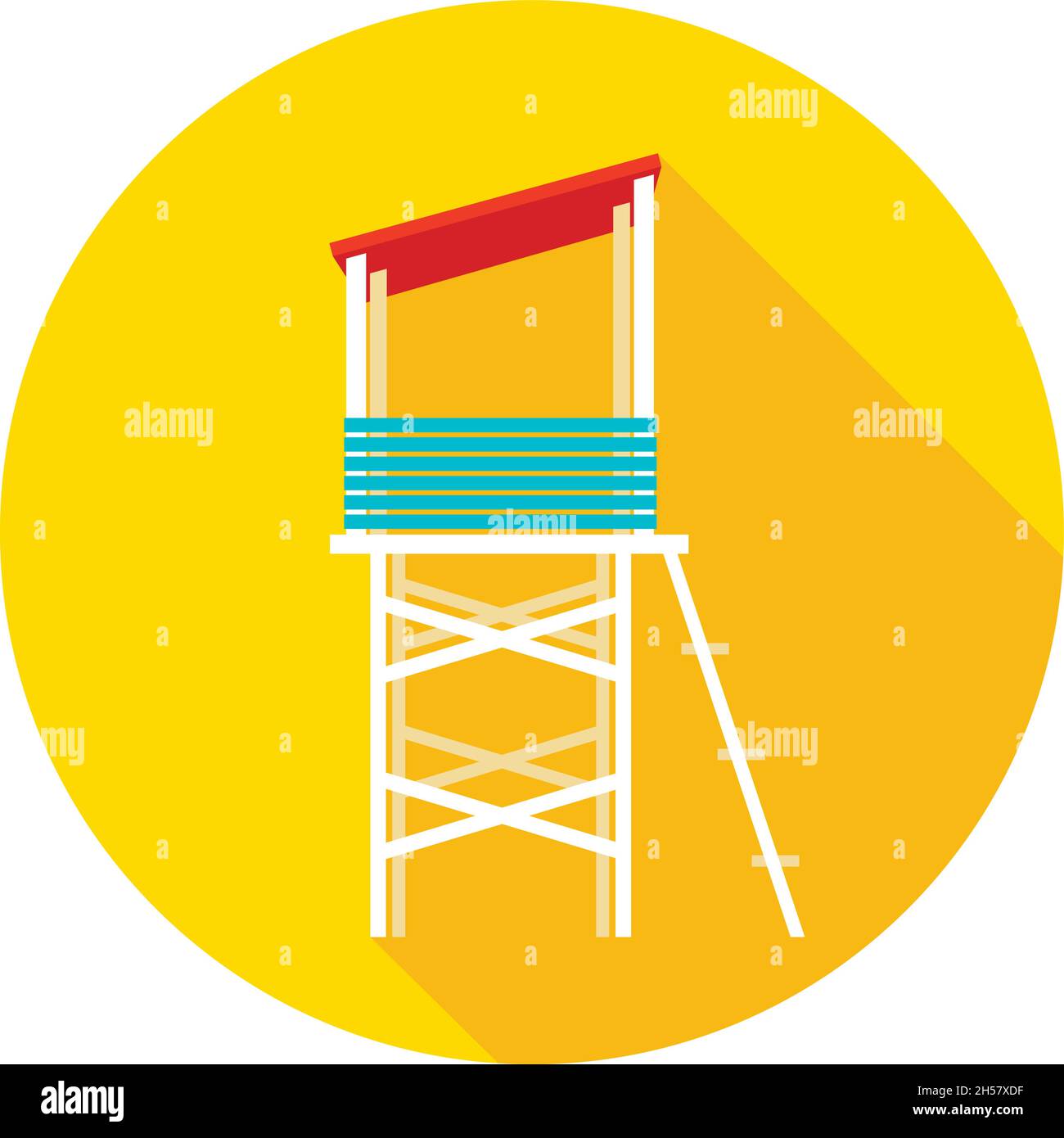 Lifeguard tower flat icon with long shadow, eps 10 Stock Vector Image ...