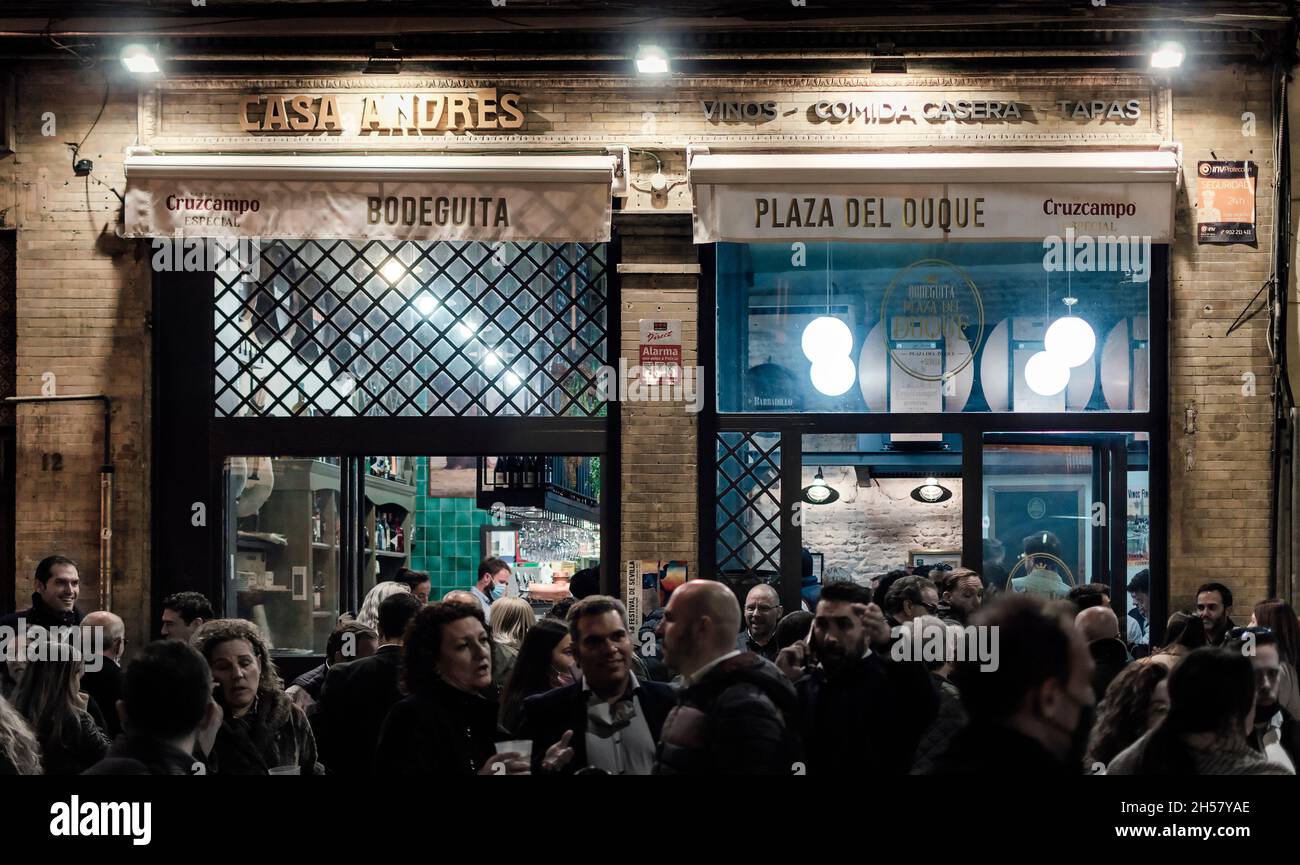 People having a drink at night during the transfer of Jesus of the ...