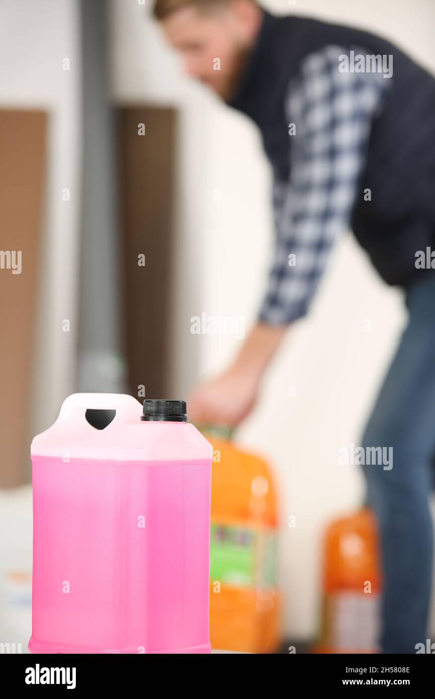 bottle with chemical cleaning products Stock Photo - Alamy