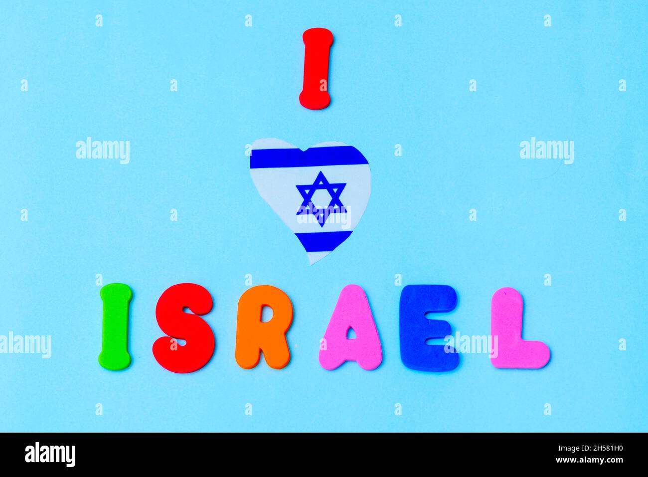 Text - I Love Israel with flag Israel Magen David Star heat shape on ...