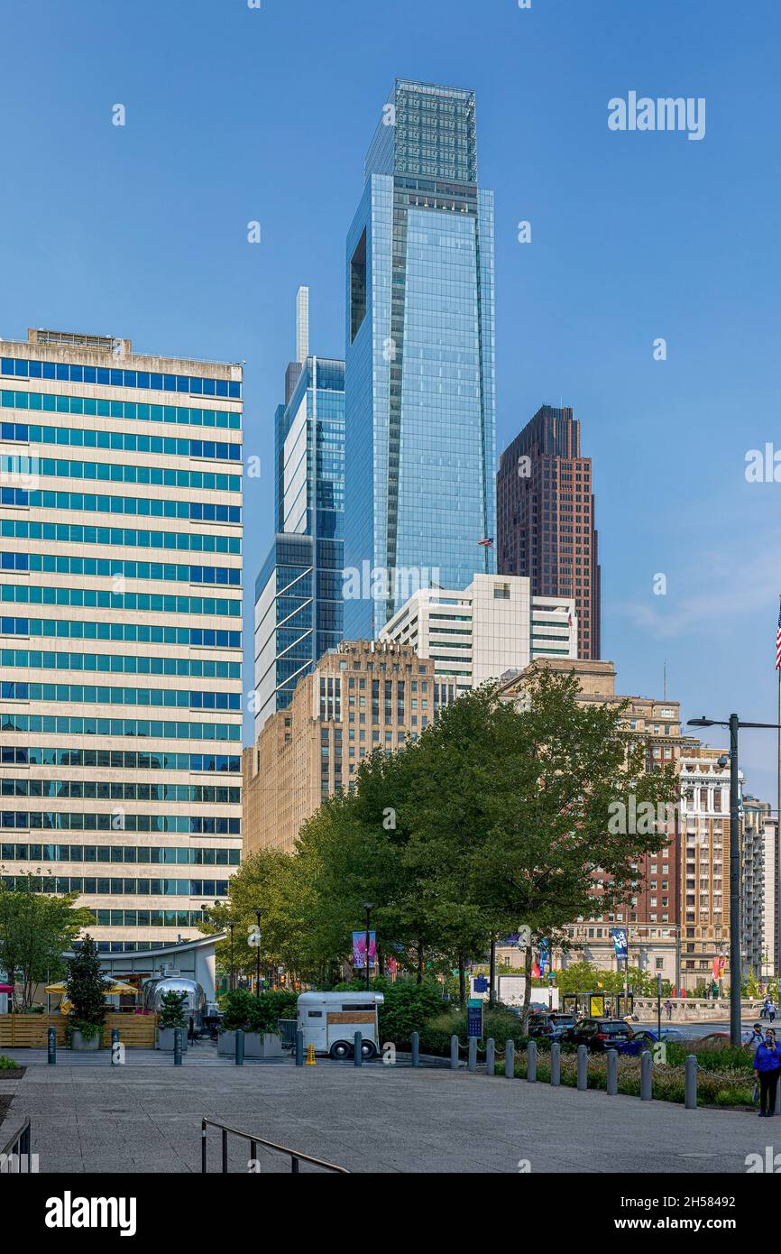 Looking west along John F Kennedy Boulevard from the plaza fronting ...