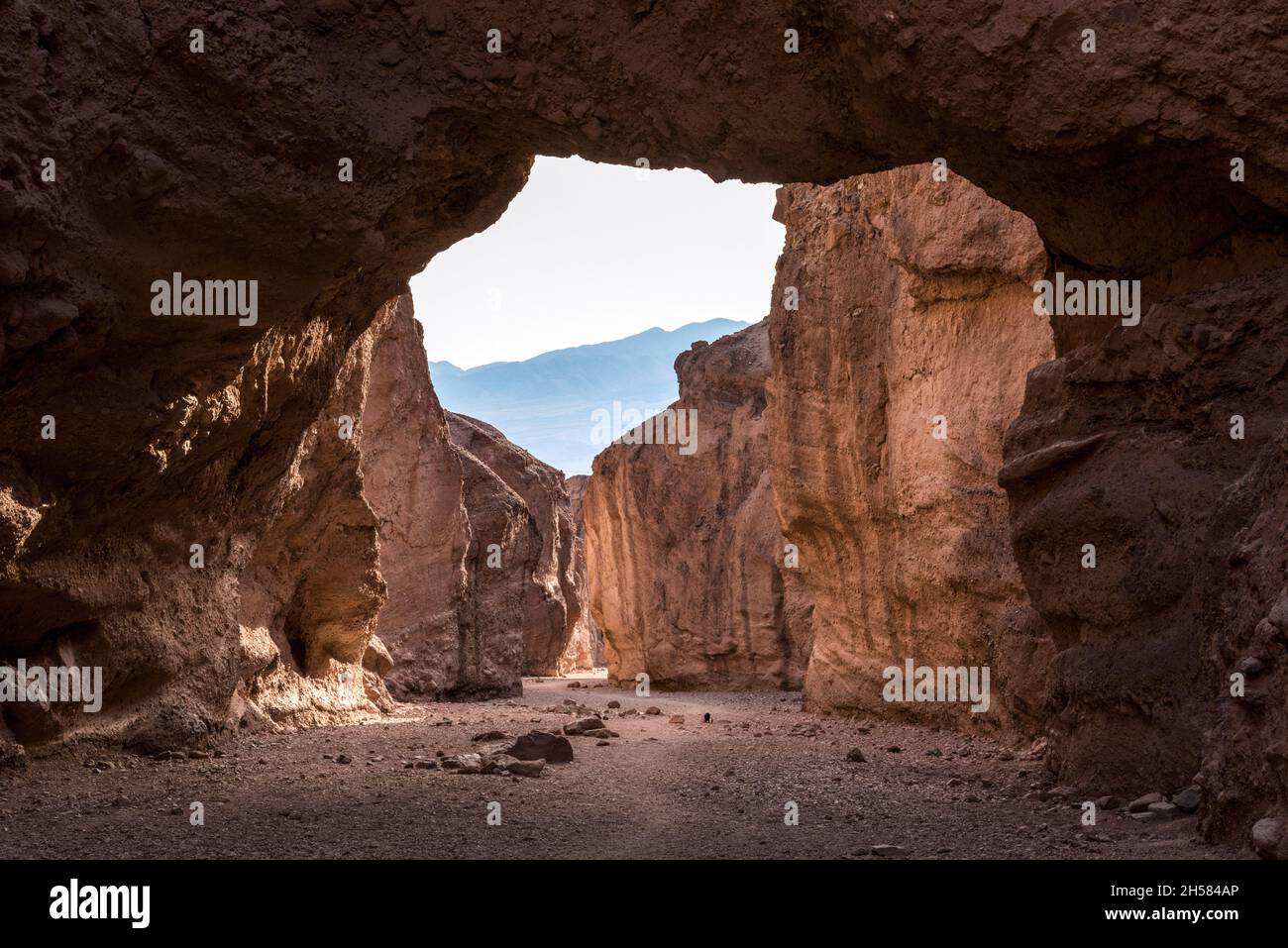 Hiking the natural bridge canyon trail in the Death Valley, USA Stock ...