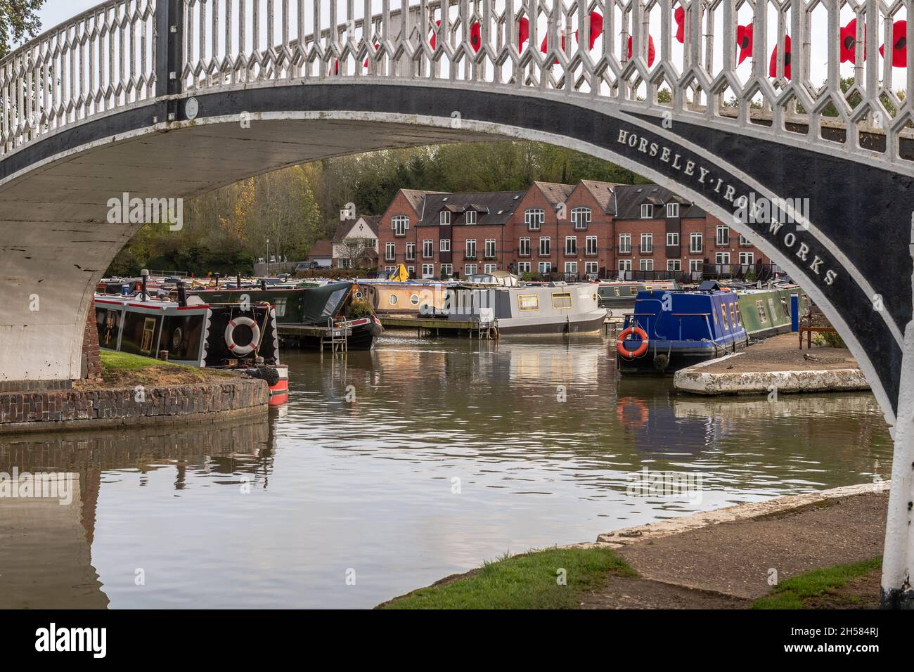 Entrance to the canal boat marina at Braunston, Northamptonshire, UK ...