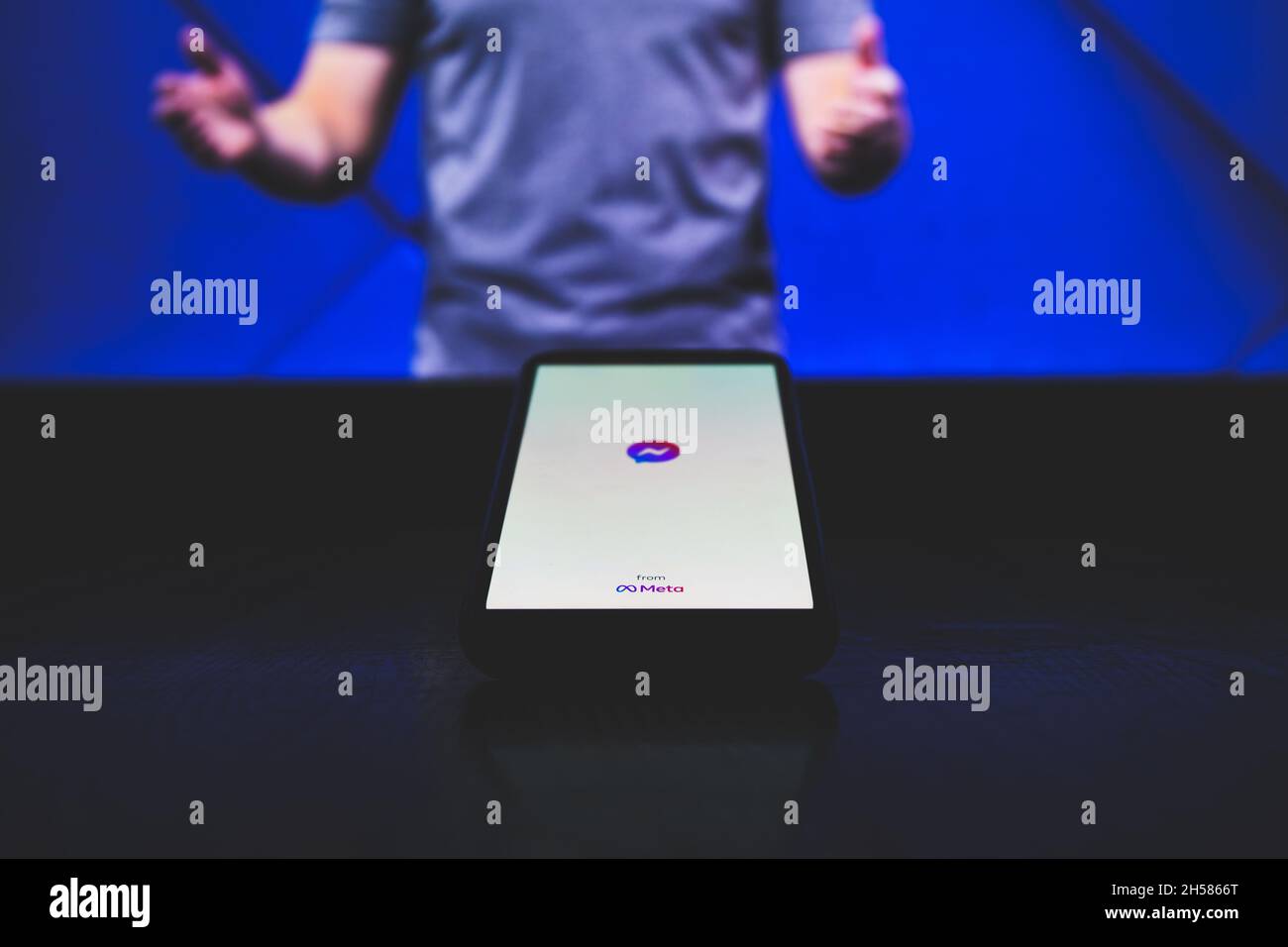 Meta company logo by Mark Zuckerberg and Facebook. Metaverse is where ...