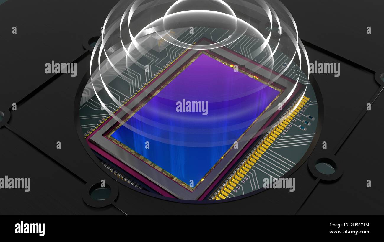 Digital camera sensor on printed circuit board with optic elements ...