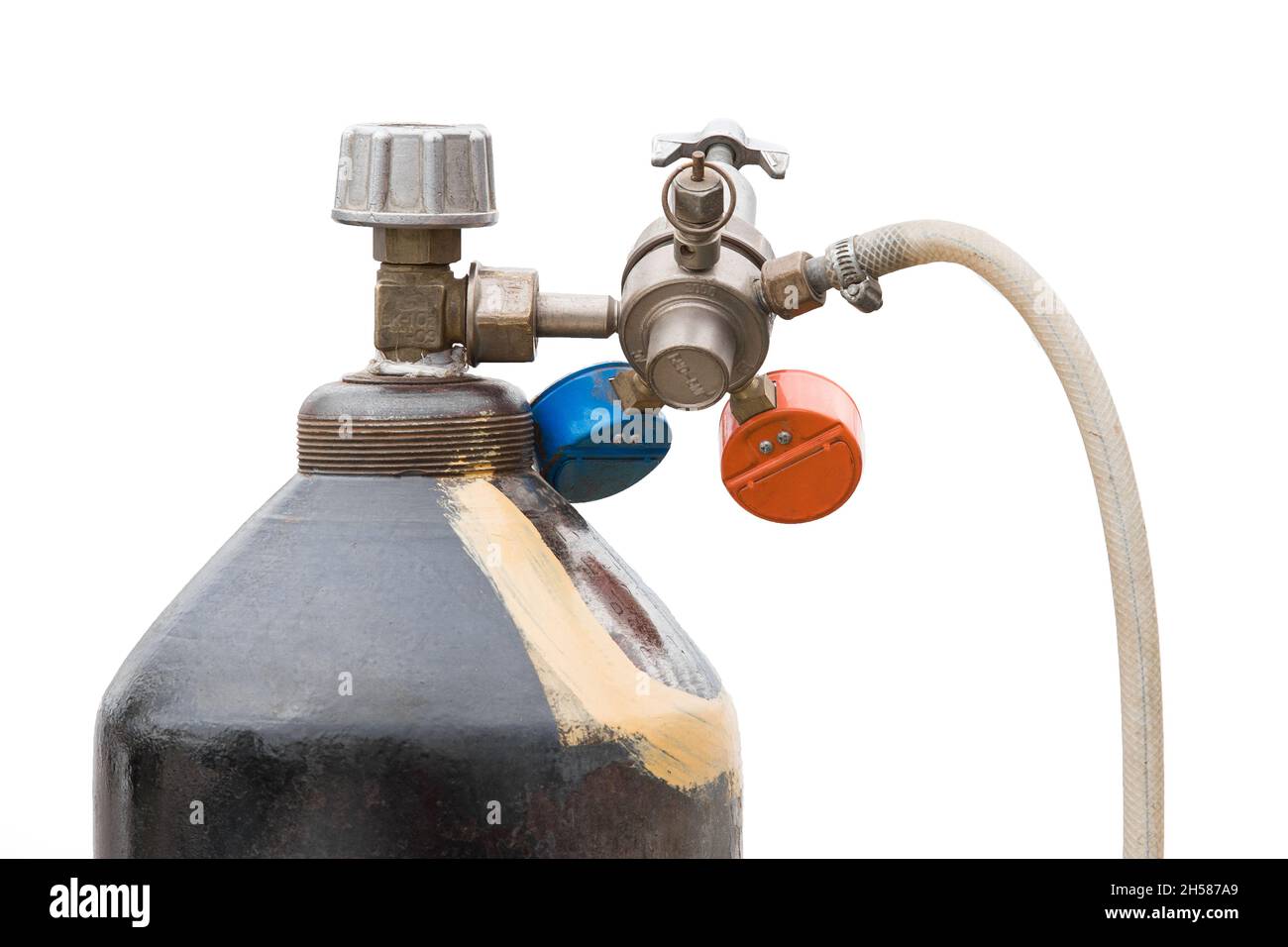 Carbon dioxide cylinder with gearbox industrial gas bottle system Stock ...