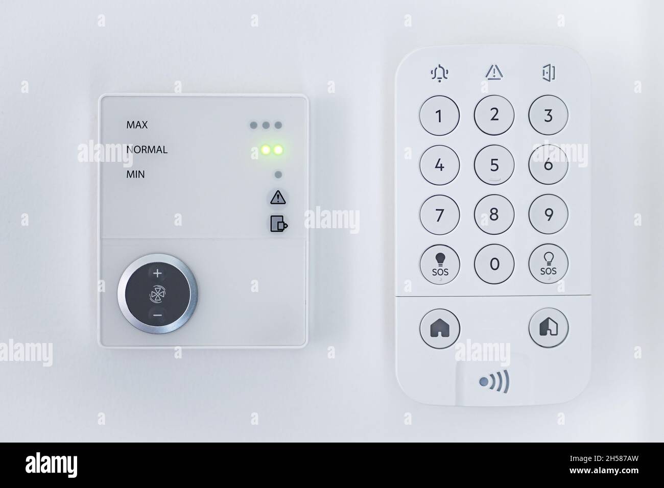 Image of Home security panel keypad and air conditioning panel Stock ...