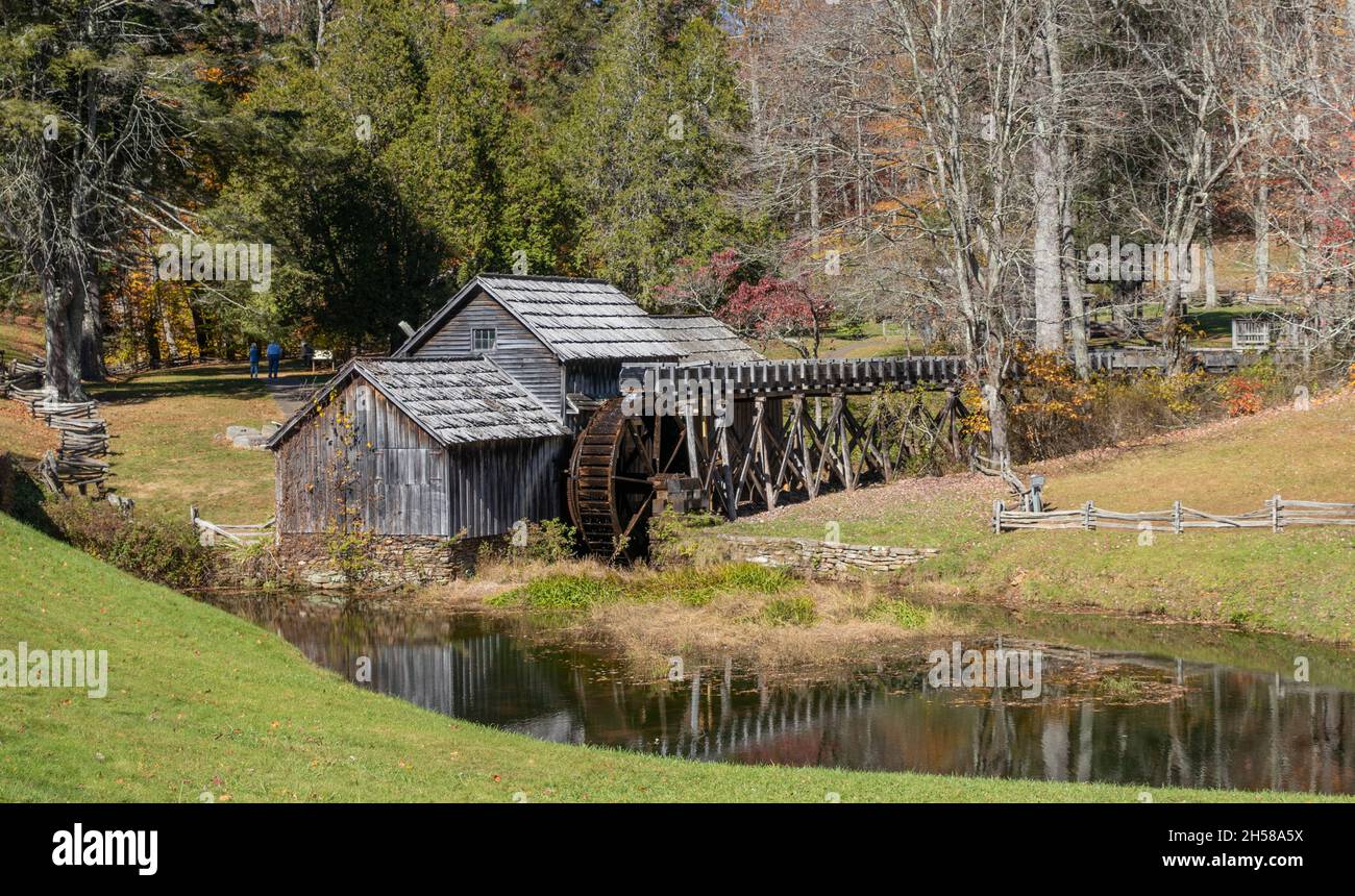 Mabry Grist Mill along the Blue Ridge Parkway in Virginia Stock Photo ...