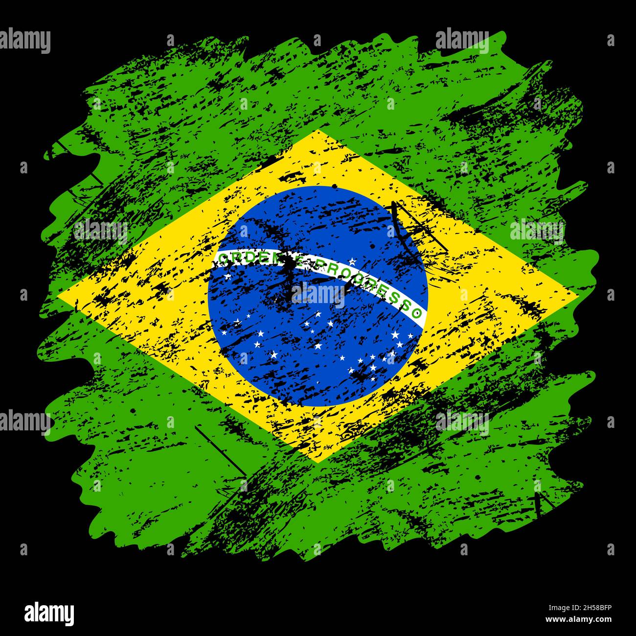 brazil flag grunge brush background. Old Brush flag vector illustration ...
