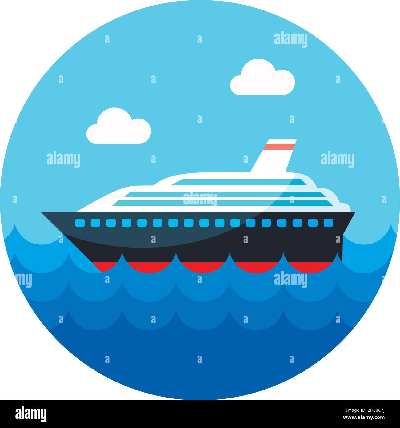 Cruise transatlantic liner vector icon. Beach. Summer. Summertime ...