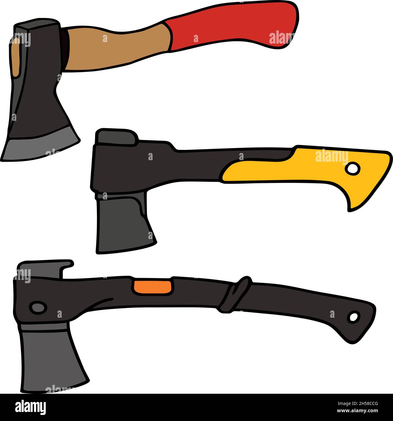 The vectorized hand drawing of three modern axes Stock Vector Image ...