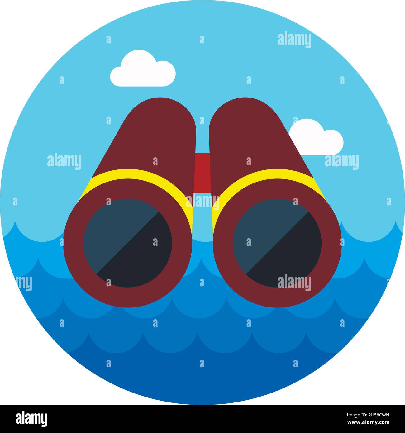 Binoculars vector icon. Beach. Summer. Marine. Summertime. Vacation ...