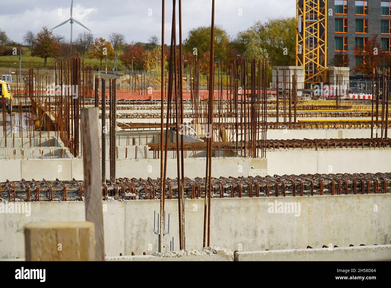 Construction rebar steel work reinforcement. Reinforcement steel bars ...
