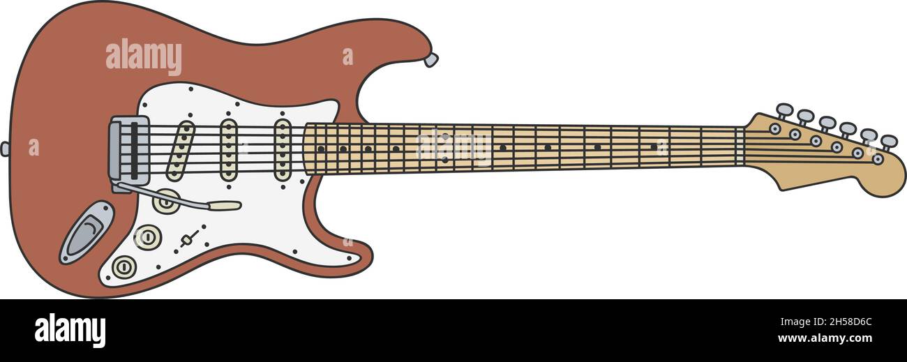 The vectorized hand drawing of a red electric guitar Stock Vector Image ...