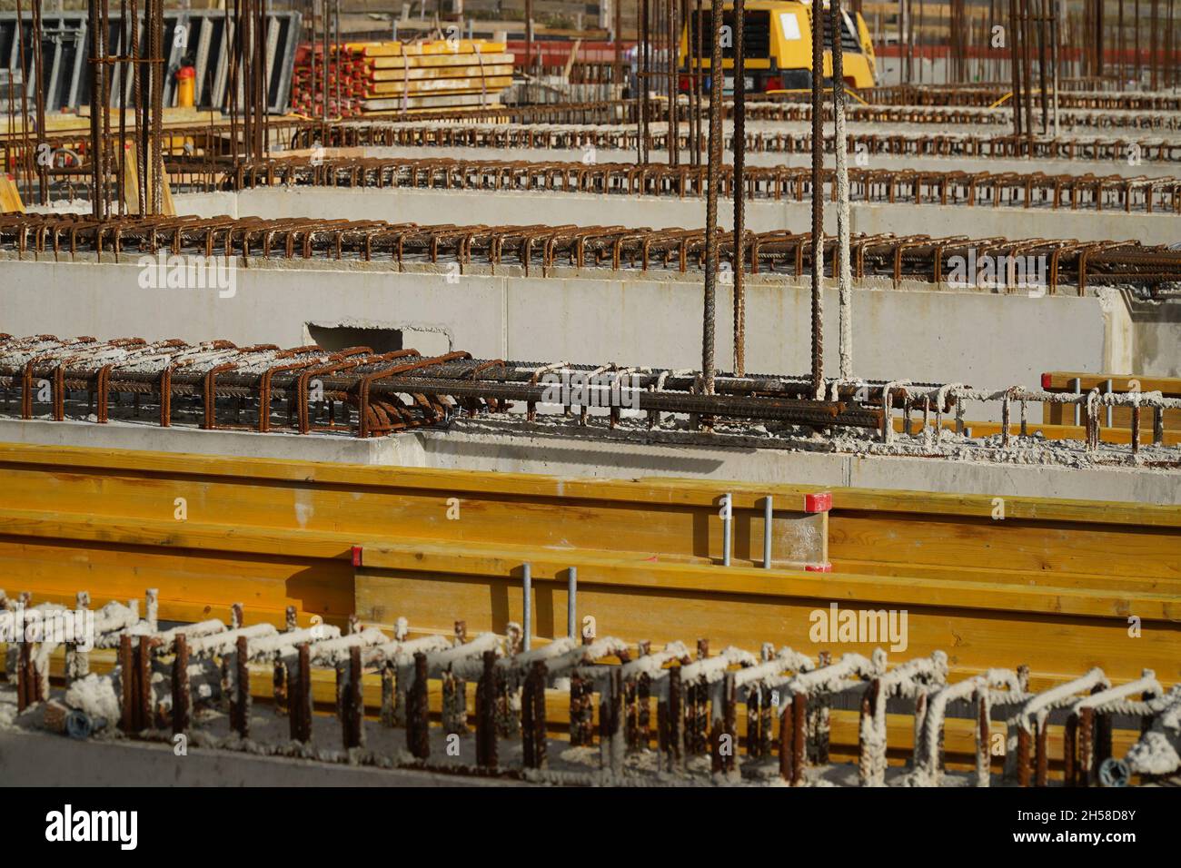 Construction rebar steel work reinforcement. Reinforcement steel bars ...