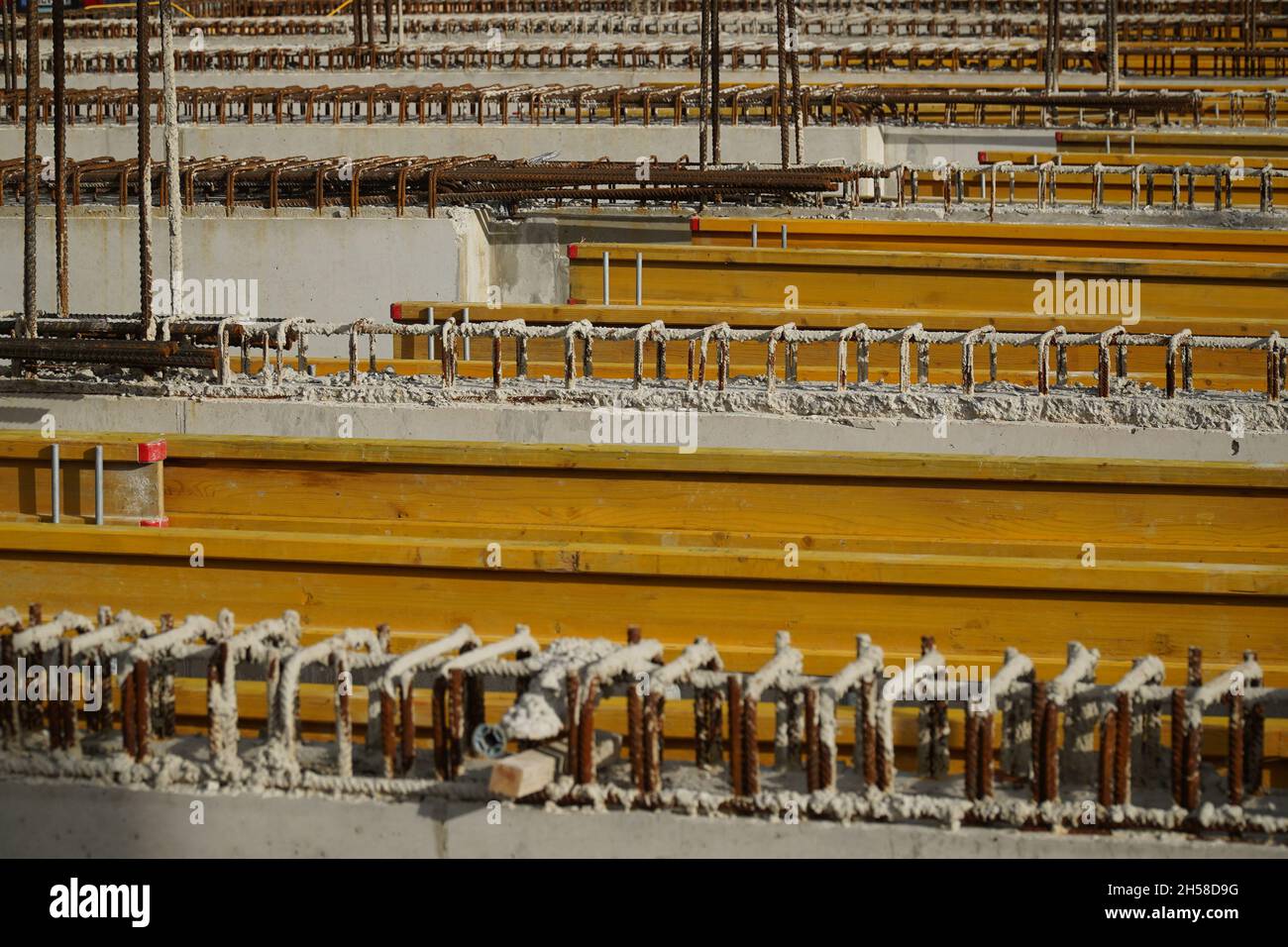 Construction rebar steel work reinforcement. Reinforcement steel bars ...