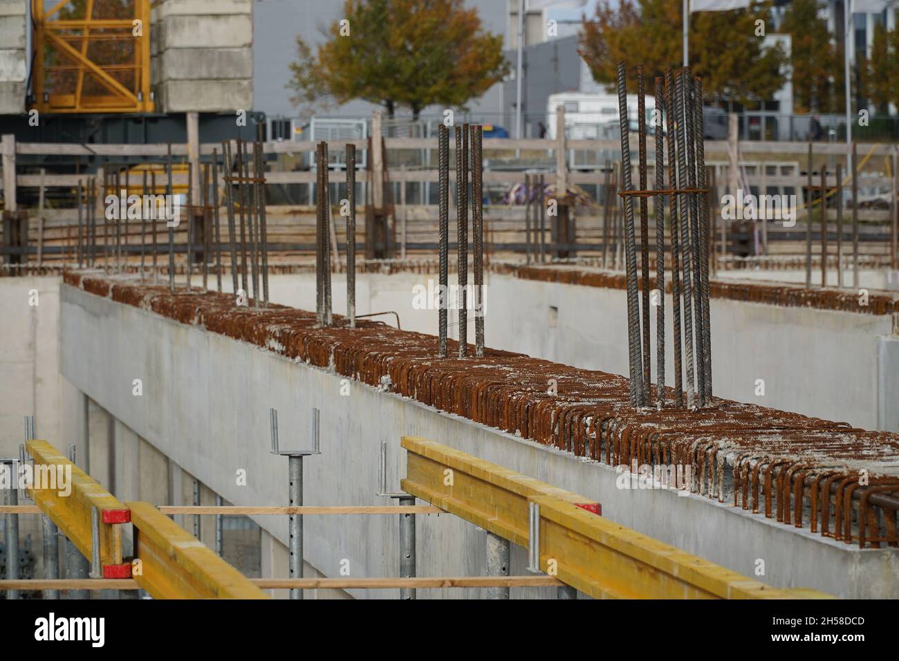 Construction rebar steel work reinforcement. Reinforcement steel bars ...