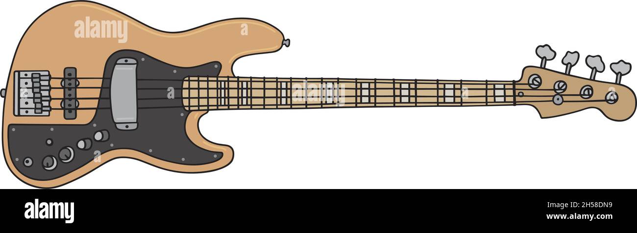 The vectorized hand drawing of an electric bass guitar Stock Vector ...
