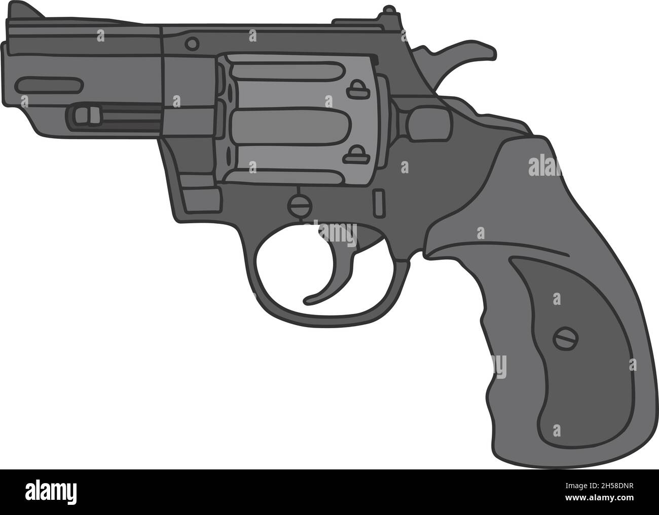 The vectorized hand drawing of a recent short revolver Stock Vector ...